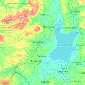 Mid-Ulster District Council topographic map, elevation, terrain