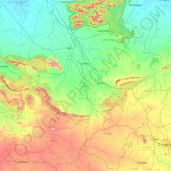 Jamui topographic map, elevation, terrain
