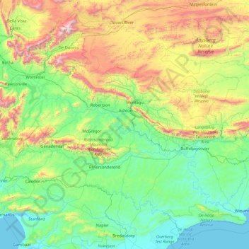 Breede River topographic map, elevation, terrain