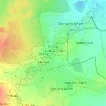 Sri City topographic map, elevation, terrain