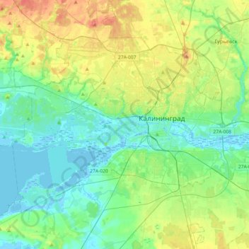 Kaliningrad topographic map, elevation, terrain