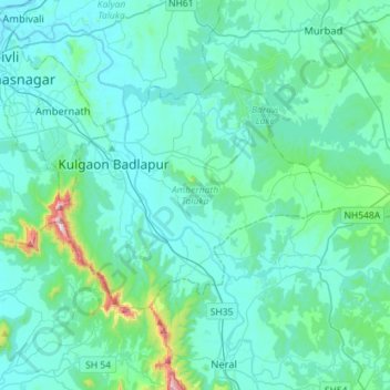 Ambernath topographic map, elevation, terrain