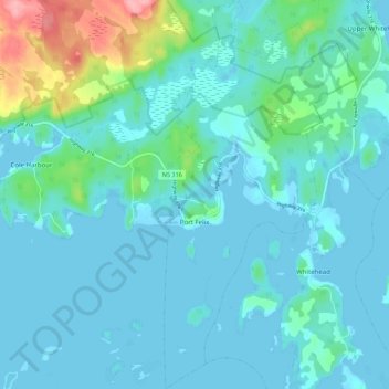 Port Felix topographic map, elevation, terrain