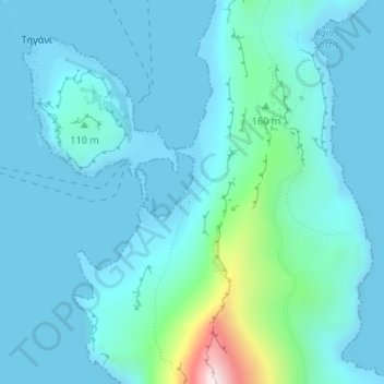 Balos Beach topographic map, elevation, terrain