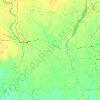 Arambag topographic map, elevation, terrain