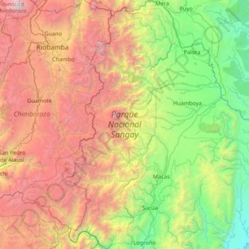 Parque Nacional Sangay topographic map, elevation, terrain