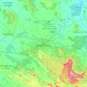 Santa Clara topographic map, elevation, terrain