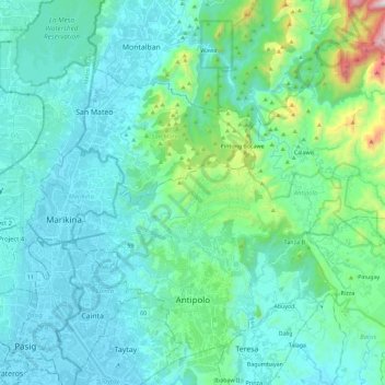 Antipolo topographic map, elevation, terrain