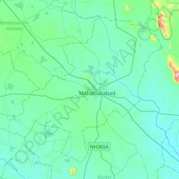 Mahabubabad mandal topographic map, elevation, terrain