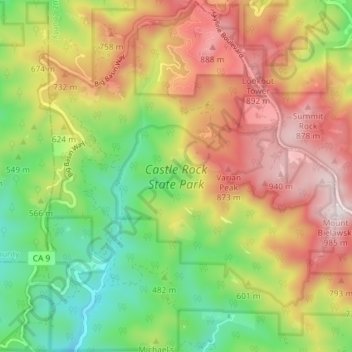 Castle Rock State Park topographic map, elevation, terrain