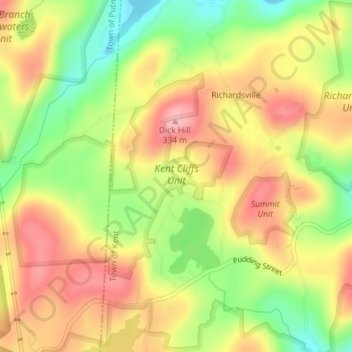 Kent Cliffs Unit topographic map, elevation, terrain