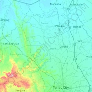 Tarlac River topographic map, elevation, terrain