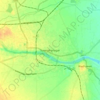Surendranagar topographic map, elevation, terrain