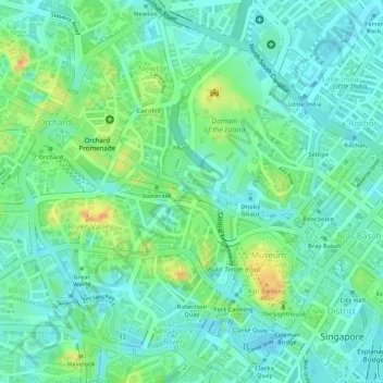 Penang Road Open Space topographic map, elevation, terrain