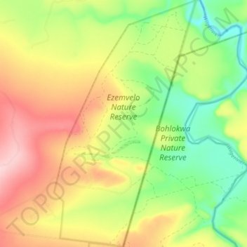 Ezemvelo Nature Reserve topographic map, elevation, terrain
