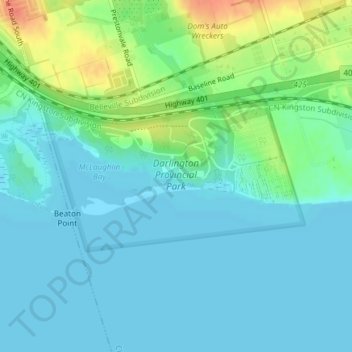 Darlington Provincial Park topographic map, elevation, terrain