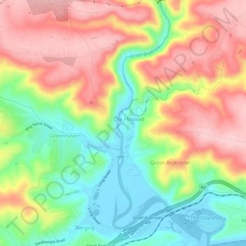 Groot-Brakrivier topographic map, elevation, terrain