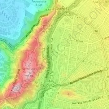 Parque Bicentenario topographic map, elevation, terrain