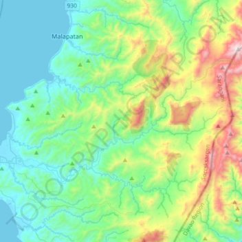 Glan River topographic map, elevation, terrain