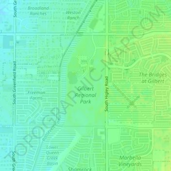 Gilbert Regional Park topographic map, elevation, terrain