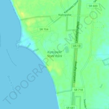 Kiptopeke State Park topographic map, elevation, terrain