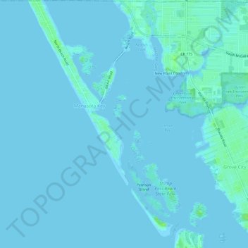 Manasota Key topographic map, elevation, terrain