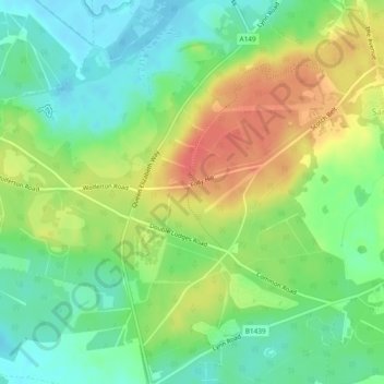 Sandringham Estate topographic map, elevation, terrain