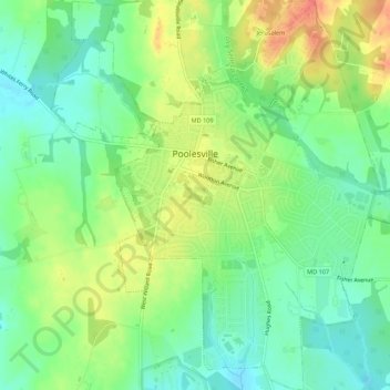 Poolesville Map of Dickerson Virginia Wall Art Print LARGE Topographic ...